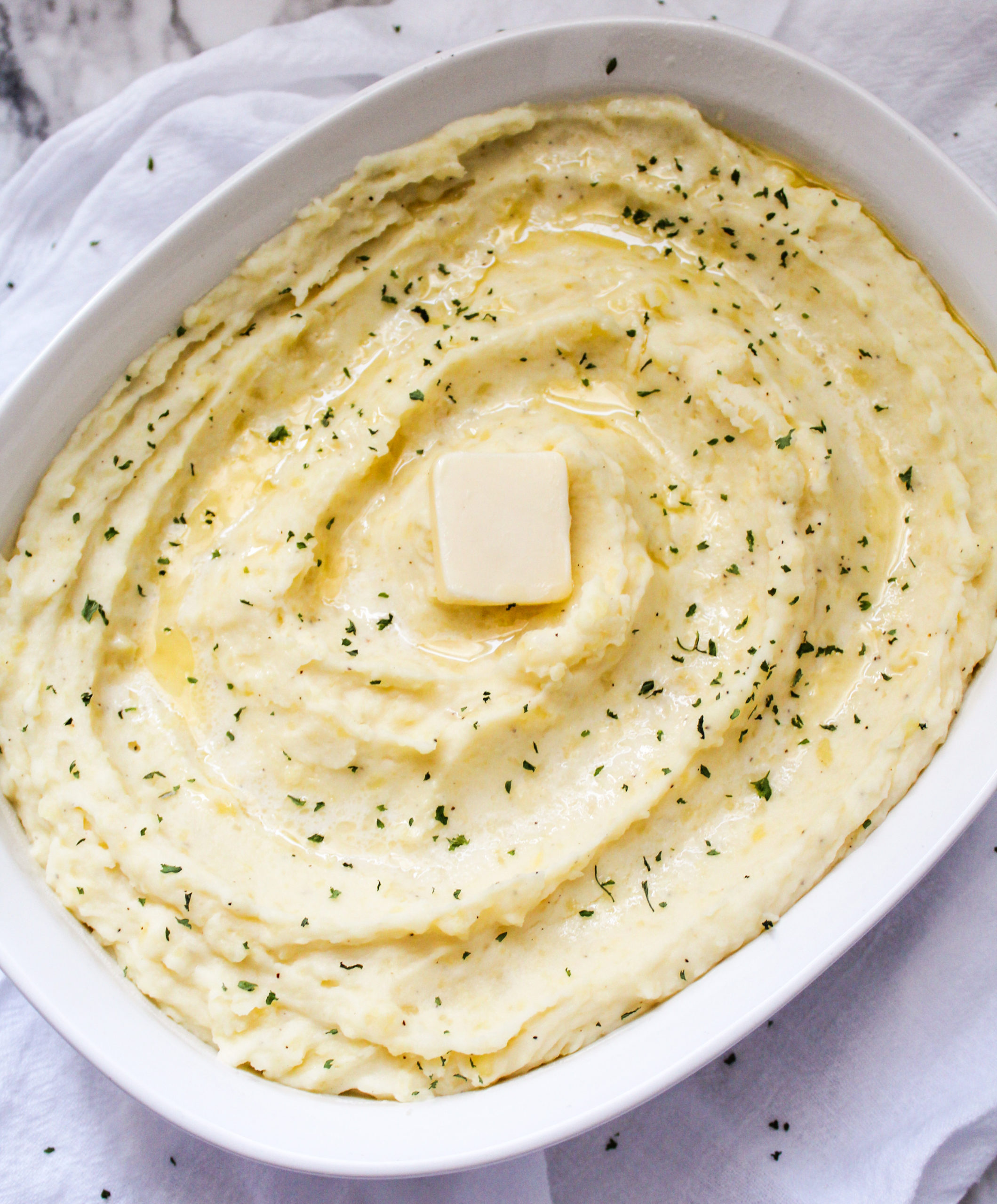 Fluffy Mashed Potatoes - Oven to Dish